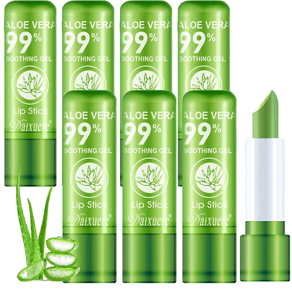 WENJLYJ 8 PCS Aloe Vera Lipstick,Magic Temperature Color Changing Lip Gloss Set,Long-lasting Nutritious Waterproof Lip Balm Moisturizing Lipstick Lip Makeup Kits for Women