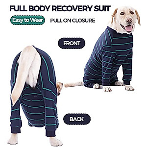 AOKAZI Dog Recovery Suit, Large Medium Pet Onesie Bodysuit for Shedding, Prevent Licking, Wound Protection, Cone Alternative, Dog Shirt Pajamas (Blue, XXXX-Large)