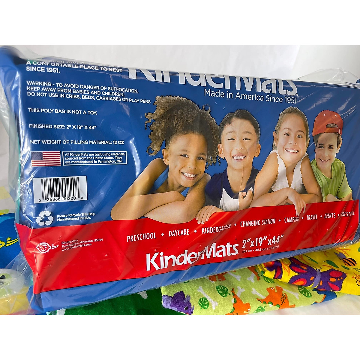 CASE Pack of 12 KinderMat, 1" Thick, 45" x 19" x 1", Red/Blue, 100% Made in USA