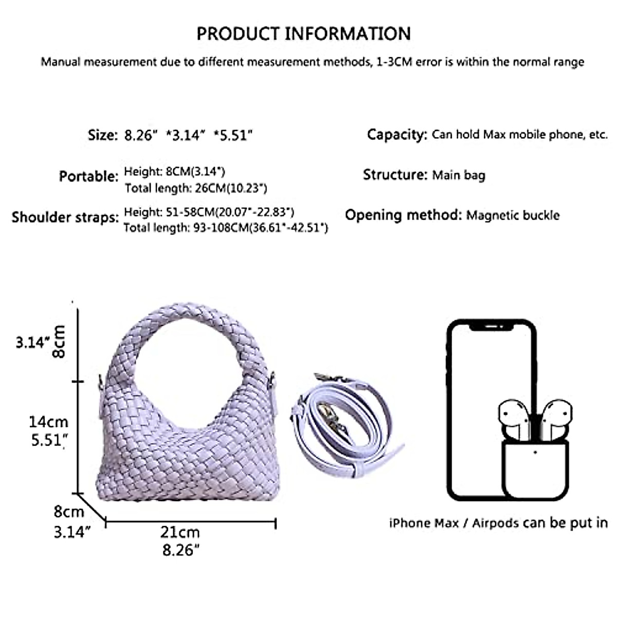 Small Hand Woven Handbags for Women Shoulder Crossbody Bag Girls Purses Cassual Top Handle Bags Hobo Curved Tote Phone Bag (Golden)