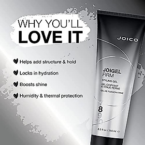 JoiGel Firm Styling Gel | For Most Hair Types | Add Body and Volume | Lock In Moisture & Boost Shine | Thermal Heat & Humidity Protection | Protect Against Pollution | 8.5 Fl Oz (Pack of 2)