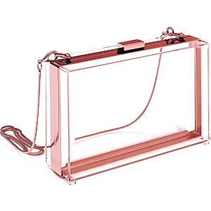 STEVENS PARRA Clear Clutch Purse for Women, use this Transparent Acrylic Bag as a Crossbody/Handbag. Gift Box Included. Small (ROSE GOLD)