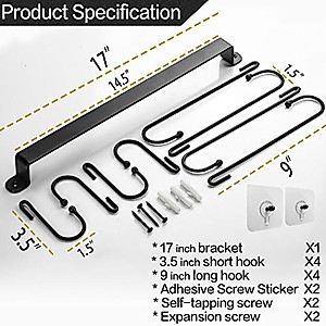 AJART Coffee Mug Rack Form Hand-Forged Cup Holder (17”/8 Hooks) Coffee Mug Hangers for Kitchen Organizer and Mug Hangers for The Wall