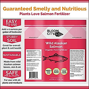 Organic Wild Fish Fertilizer and Plant Supplement, Great for Roots and Soil, Made from Sustainable Salmon, by Bloom City, Quart (32 oz)