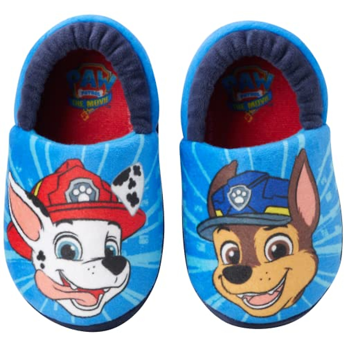 Nickelodeon Boys’ Paw Patrol Slippers – Chase and Marshall Plush Fuzzy Slippers (5T-12 Boy), Size 11/12, Paw Patrol