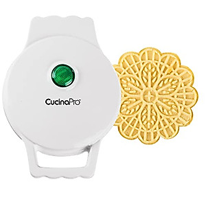 Mini Electric Pizzelle Maker - Makes One Personal Tiny Sized 4" Traditional Italian Cookie in Minutes- Nonstick, Easy to Use Press - Recipes Included- Must Have Dessert Treat for Summer Baking or Gift