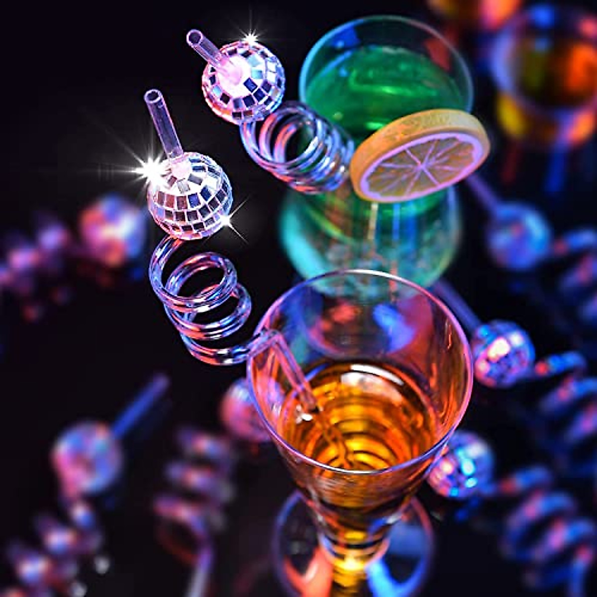 10 Pcs Mirror Disco Ball Straws Disco Party Decorations 70s Disco Decorative Straws Bachelorette Straws Mini Disco Straw Decor for 70s Disco Party Dance Holiday Wedding Birthday Supplies (Colorful)