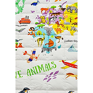 Baby Play Mat, Animals of The World, 60x60 Inches 100% Cotton Machine Washable