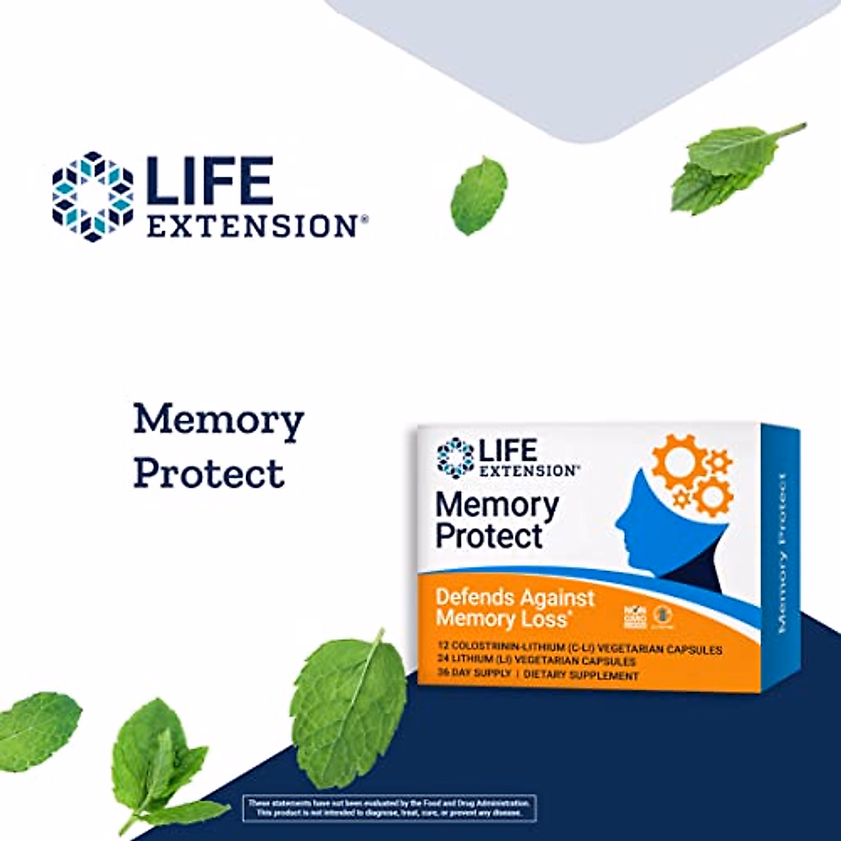 Life Extension Memory Protect - Brain & Memory Health Support Formula Neuro Supplement – Gluten-Free, Non-GMO, Vegetarian – 12 Colostrinin-Lithium (C-Li) Capsules + 24 Lithium (Li) Capsules