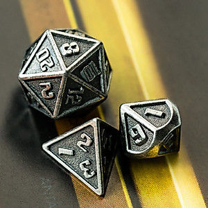 UDIXI Mini Dice DND Metal Dice Set, 10mm Tiny Small Metal D&D Polyhedral Dice Set for Dungeons and Dragons Role Playing Games (Silver)