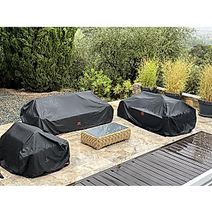 Turtle Life Patio Sofa Cover, Outdoor Heavy Duty Durable UV Water Resistant Anti-Fading Multi-Person Sofa Cover with 2 Upgrade Air Vents and 2 Buckles, Black, 72" W x 37" D x 35" H