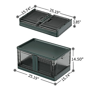 HAIXIN Stackable Storage Bins, 19 Gal Sink Organizer, Collapsible Storage Containers, Storgae Bins with Lids and Wheels, 1 Pack