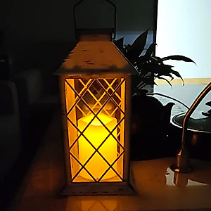 LEDHOLYT Solar Lanterns, Outdoor LED Decorative Lanterns with Flickering Flameless Candles,Hanging Gray Lantern Decor Lamp for Table,Party, Dining Table, Garden Landscape,Patio,Front Porch