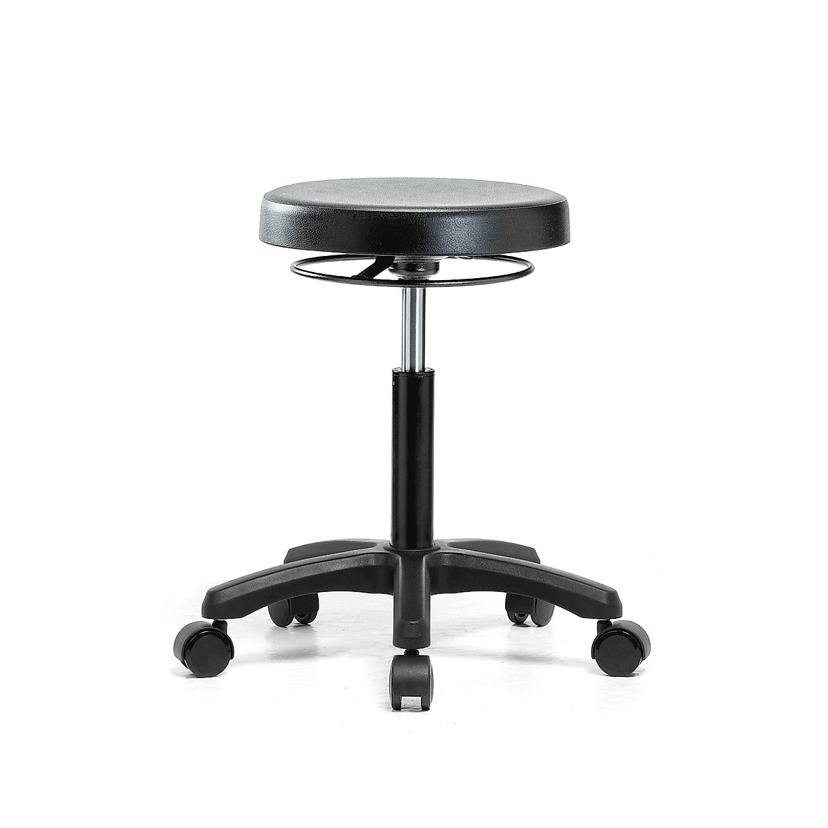 Perch Polyurethane Work Stool Heavy Duty with Wheels for Carpet or Linoleum, Workbench Height