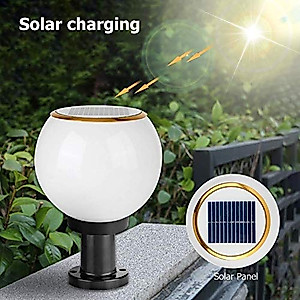 Outdoor Garden Landscape Street Light Home Door Column Wall Post Lamp IP65 Waterproof Solar Column Head Light Villa Patio Security Light Exterior Post Light Pillar Lamp