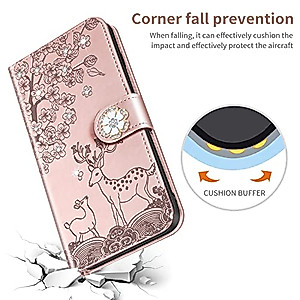 ONV Wallet Case Compatible with Samsung Galaxy S9 Plus - Deer Shinny Flip Leather Case with Cash Pocket Card Slot Wrist Strap Shockproof Stand Magnet Cover for Samsung Galaxy S9 Plus [MHL] -Redgold