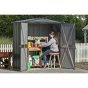 Scotts 6' x 3' x 6' Garden Storage Cabinet, Compact Outdoor Lockable Metal Shed Kit for Backyard, Patio, and Lawn