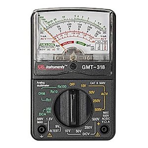 Gardner Bender GMT-318 Analog Multimeter, 6 Function, 14 Range, AC / DC Volt, 500V
