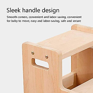 YEBDD Wooden 2-Step Stool with Maple Finish for Kids and Adults, Features 2 Convenient Carrying Handles, Suitable for Individuals Up to 200lbs
