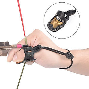 Elong Soft Leather & Brass Thumb Armor Ming Guang Archery Thumb Ring for Traditional Reurve Bow Finger Guard Protector Shooting Glove