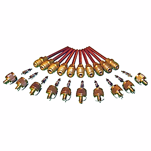 Lot of 10 Service/Access Valve 1/4" SAE x 3/16" OD x 3" Stem + Core & Cap/Core Remover