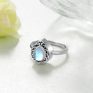 Celtic Urn Ring For Ashes 925 Sterling Silver Moonstone Cremation Memorial Ring Keepsake Urn Jewelry Gift for Women Wife Mother (Ring Size: 8)