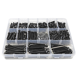 iexcell 720 Pcs M4 x 6/8/10/12/16/20/25/30/35/40/45/50 Alloy Steel 12.9 Grade Hex Socket Head Cap Screws Bolts Washers Assortment Kit, Black Oxide Finish