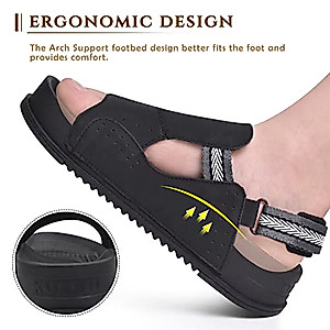 KUAILU Womens Comfortable Walking Platform Plantar Fasciitis Arch Support Ladies Athletic Orthotic Cushion Adjustable Back Strap Hiking Sandles Summer Open Toe Sport Outdoor Water River Black Size 8.5
