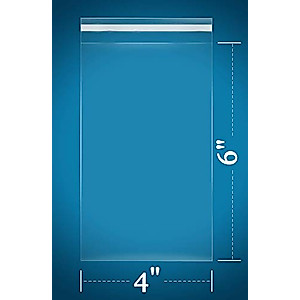 1000 Count - 4" x 6" Self Seal Clear Cello Cellophane Resealable Plastic Poly Bags for Photo, Jewelry, Bakery, Treats, Party Favors