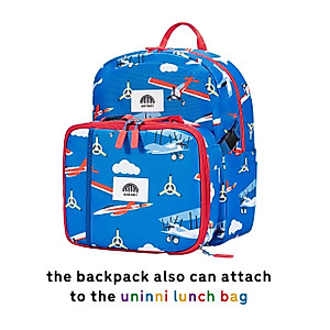 uninni 14" Kids Backpack for Girls and Boys Age 5-8 Years Old with Padded, and Adjustable Shoulder Straps - Aircraft (Blue)