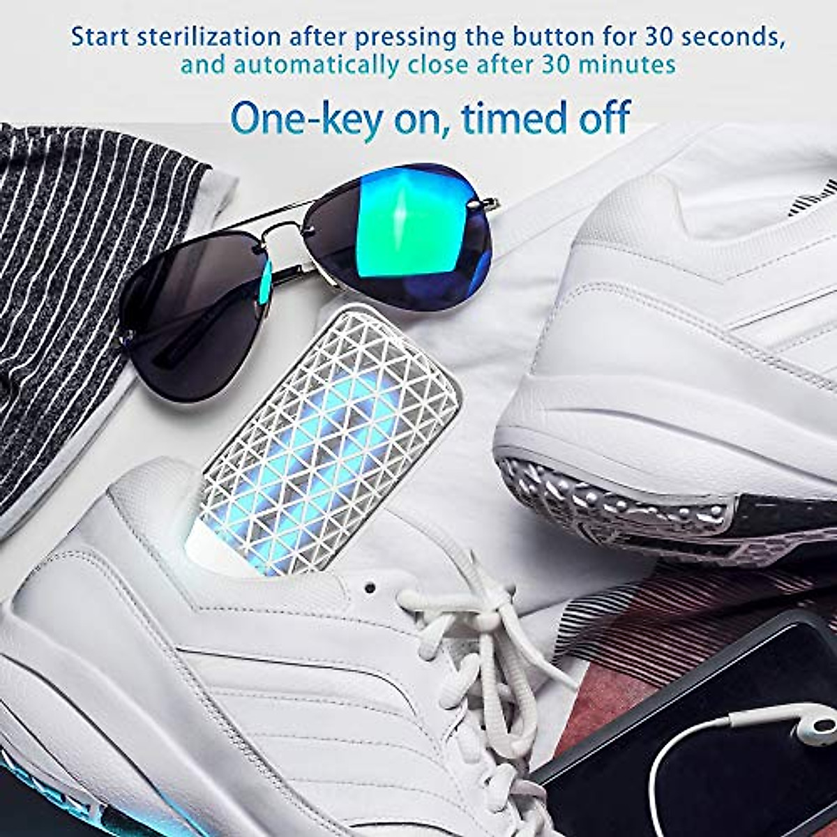 ADDOT Mini Portable UVC, UV Light Sanitizer lamp, Ultraviolet Ozone Double Germicidal Lamp - Sanitize for Small Spaces, Hotels, Kitchen, Car, EPA Registered (white2)