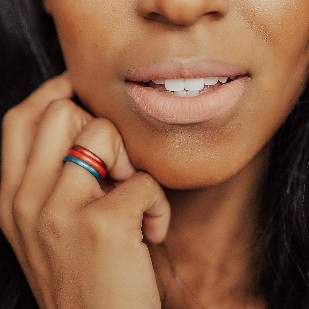 Enso Rings Thin Birthstone Silicone Ring – Unisex Wedding Engagement Band – Comfortable Breathable Band - 4.3mm Wide, 1.75mm Thick (Opal, 7)