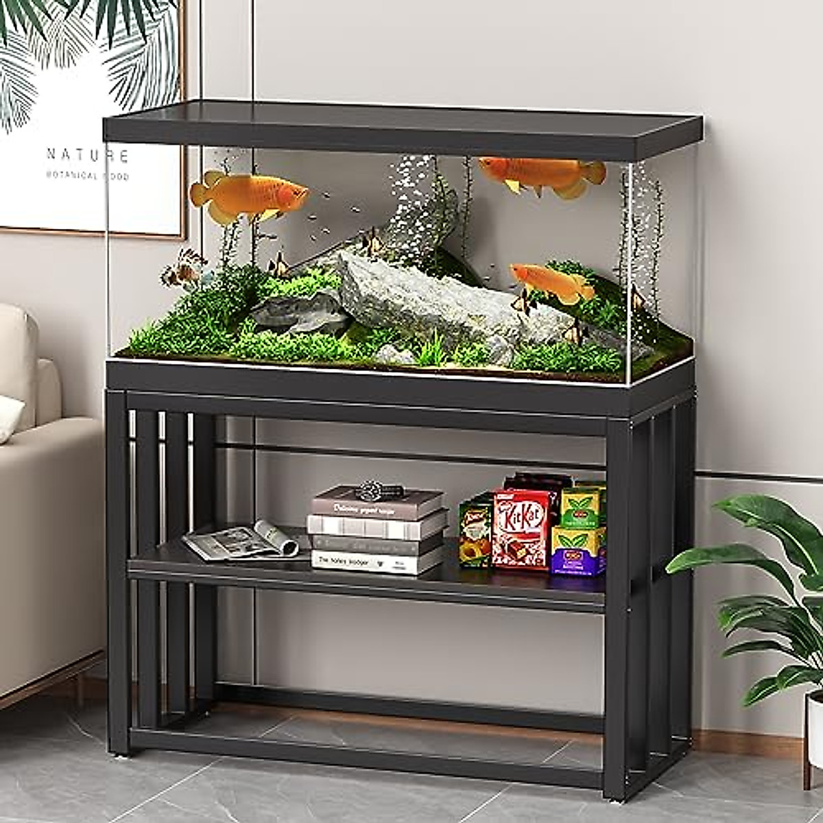 DeaTee Fish Tank Stand 40 Gallon Heavy Duty Thickened Metal Aquarium Stand Aquarium Reptile Breeder Tank Stand Terrarium Stand 36.5 x 18.5 x 29.5, Weight Capacity 700LBS