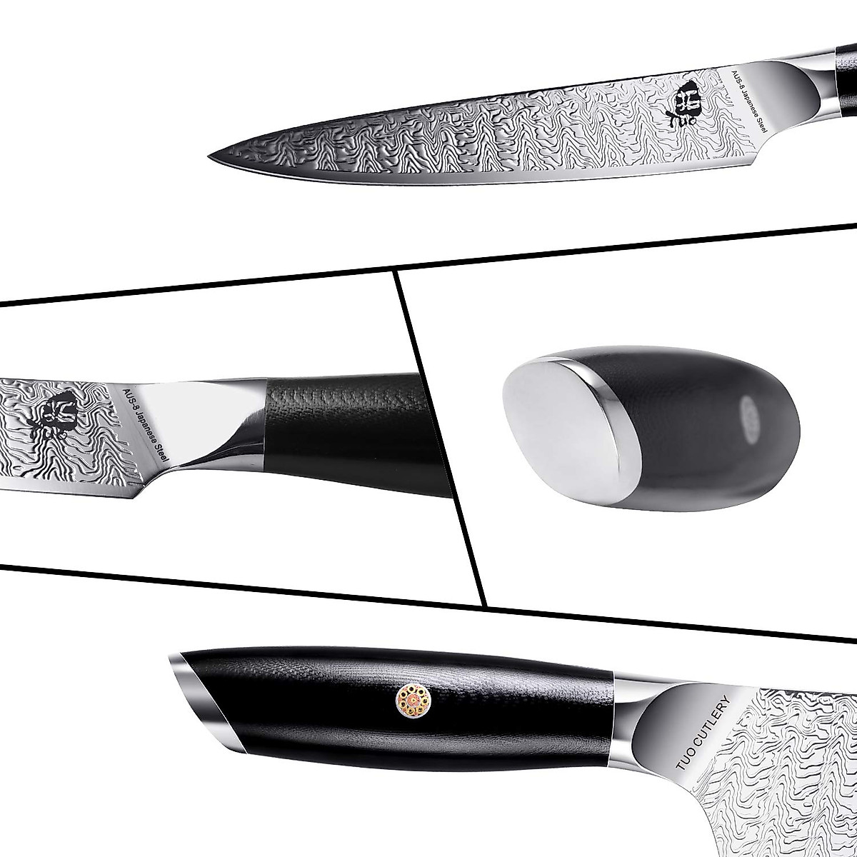TUO Kitchen Utility Knife, 5 inch Paring Knife, Forged AUS-8 Japanese Steel, Non-Serrated Steak Knife, Ergonomic G10 Full Tang Handle with Gift Box, Falcon S Series