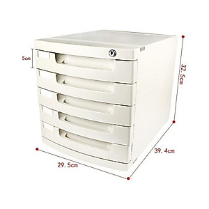 Flat File Cabinet, Drawer Organizer 5-Layers Lockable with Blank Label, Environmentally Friendly Plastic-White (Color : Medium 5-Layers)