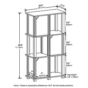 Furinno Brahms Storage Shelf, 4-Tier, French Oak Grey/Black