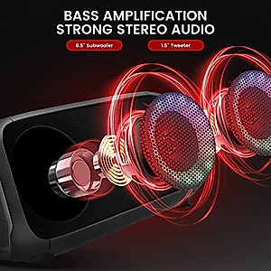 Pyle Wireless Portable Bluetooth Boombox Speaker - 500W Rechargeable Boom Box Speaker Portable Barrel Loud Stereo System - Flashing LED, FM Radio/Aux/MP3/USB Flash Drive/Micro SD, & 1/4 in -PPHP652B