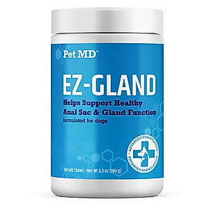 Pet MD EZ Gland - Dog Anal Gland Chews with Pumpkin and Fiber for Dogs for Digestive Support, Constipation Relief, and Stool Firmer - 60 ct Soft Chews