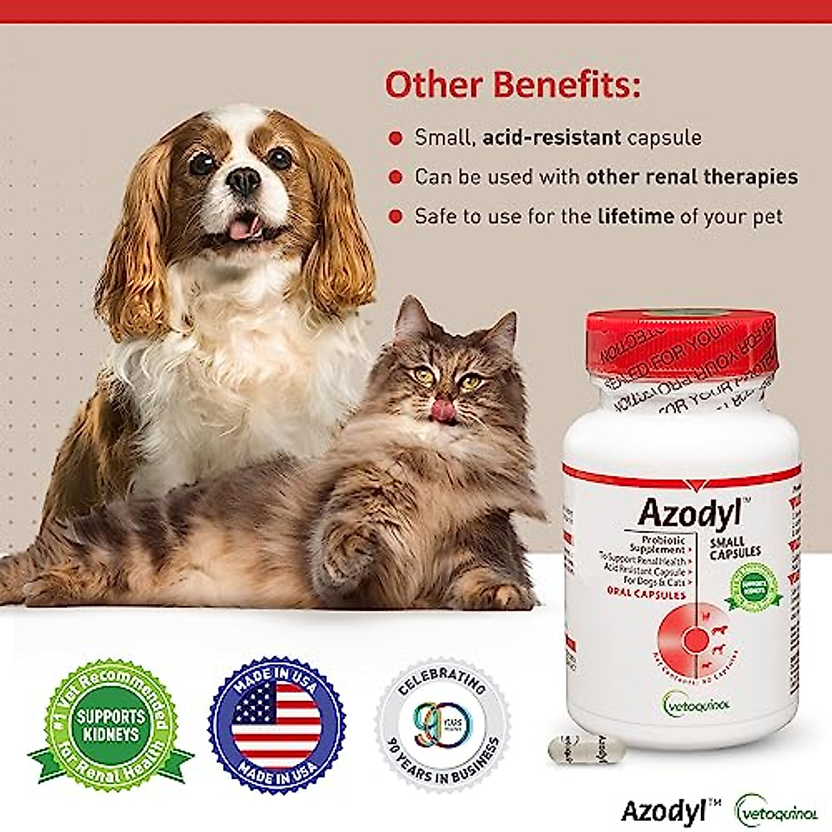 Vetoquinol Azodyl for Dogs and Cats, Helps Support Normal Kidney Function and Health for Dogs and Cats, Supports The Function and Health of Kidneys in Dogs and Cats, 90 Ct
