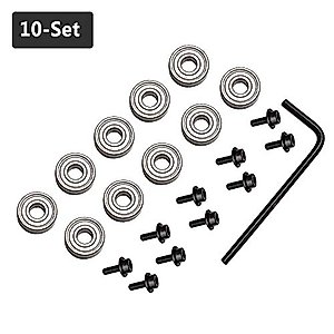 Yakamoz 2Pcs 1/4'' Shank Top and Bottom Bearing Guide Flush Trim Pattern Router Bit Set Woodworking Cutter Tool with 10 Pcs Top Mounted Replacement Bearings