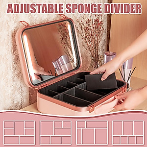 Extrei Gent Makeup Travel Lighted Case with Large LED Light Mirror Coetic Bag Organizer Professional Adjustable Divider Storage, Waterproof Portable Make up Train Box Accessories And Tools Case