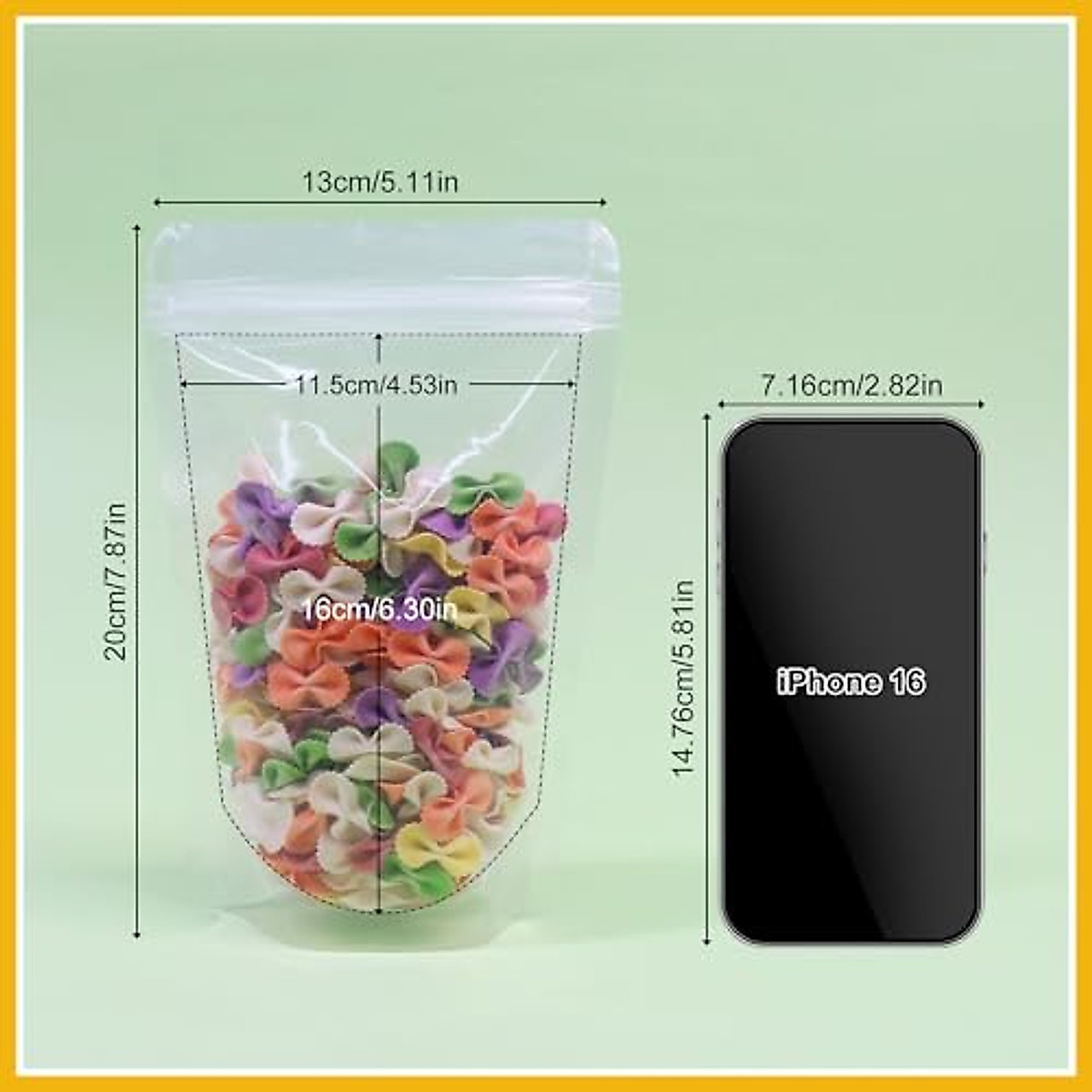 SumDirect 100pcs 5.1x7.8 Inches Clear Stand Up Food Bags, Resealable Zipper Stand-up Reusable Food Pouches Snack Packing Bag with Tear Notch Heat Resealable for Storing, Cookie, Snack Tea and Drinking