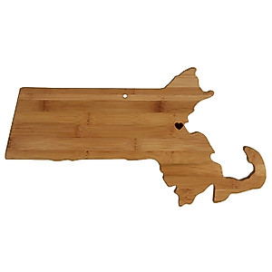 Boston Massachusetts State Shaped Bamboo Wood Cutting Board Engraved Heart For New Family Home Housewarming Wedding Moving Gift Charcuterie Butter Board