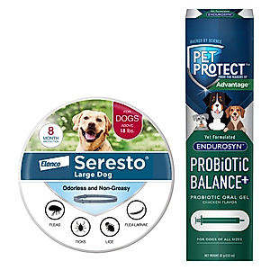 Bundle of Seresto Large Dog Collar for Dogs Over 18 lbs. + Pet Protect Probiotic Dog Supplement Oral Gel 32g
