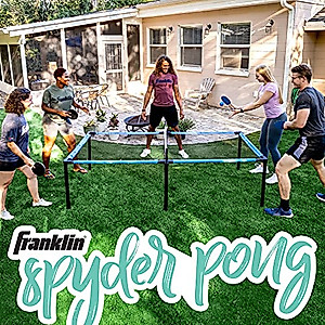 Franklin Sports Spyder Pong Tennis - Table Tennis, Volleyball + 4-Square Outdoor Game - Indoor + Outdoor Game for Kids - Includes Net, Table, Paddles + Ball - Perfect for Beach, Backyard + Living Room
