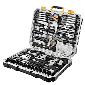 DEKOPRO 218-Piece General Household Hand Tool kit, Professional Auto Repair Tool Set for Homeowner, General Household Hand Tool Set with Plier, Screwdriver Set, Socket Set, with Portable Storage Case