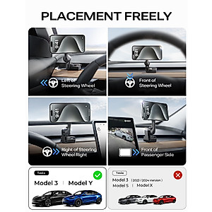 LISEN Tesla Phone Mount, for MagSafe Car Mount [Never Blocking] Tesla Model 3 Y Phone Mount, Tesla Model 3 Y Accessories, Adjustable Tesla Phone Holder Fits iPhone 15 Pro Max Plus 14 13 12 AIl Phones