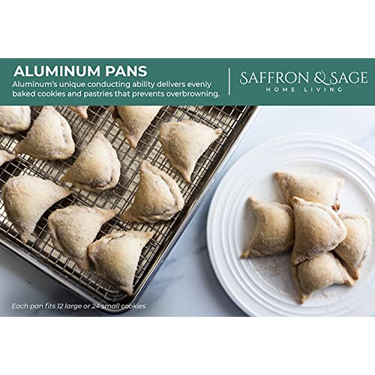 Commercial Quality Cookie Sheet and Rack - Aluminum Half Sheet Baking Pan and Stainless Steel Cooling Rack Set - This 13x18 Baking & Roasting Tray is Rust & Warp Resistant, Heavy Duty, of Thick Gauge