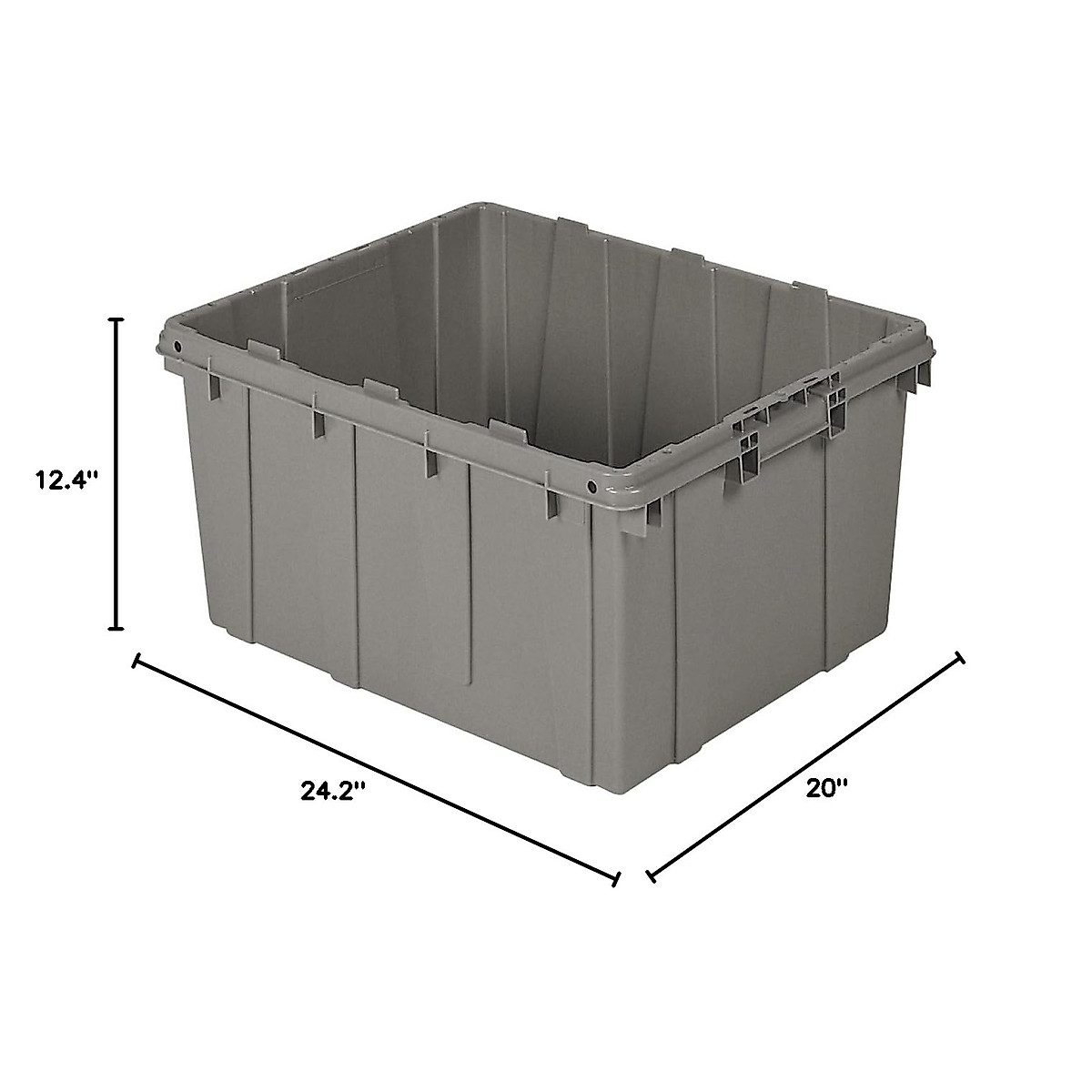 Buckhorn DL2420120201000 Plastic Nesting Detached Lid Container, 24-Inch x 20-Inch x 12-Inch, Grey