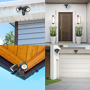 Teetsie Floodlight Camera Hardwired Motion Sensor Outdoor Light with 1080P WiFi Home Security Cam Alexa IP65 Waterproof 2500 lm Night Vision App for Phone 2-Way Audio Siren Alarm MicroSD/Cloud Storage